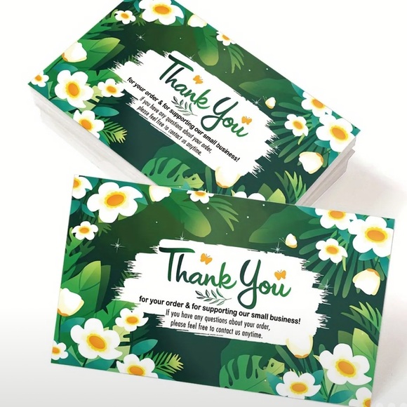 Office | Green Floral Thank You Insert Cards Pack Of 5 | Poshmark